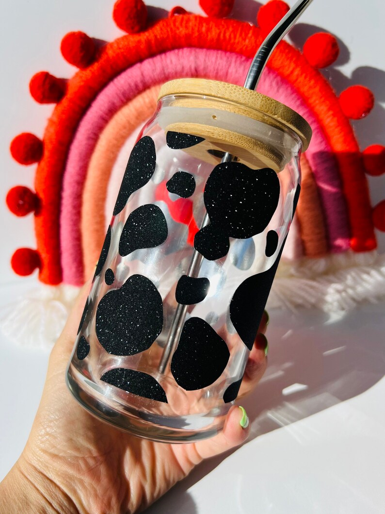 Cow Print Beer Can Glass Soda Can Glass Housewarming - Etsy