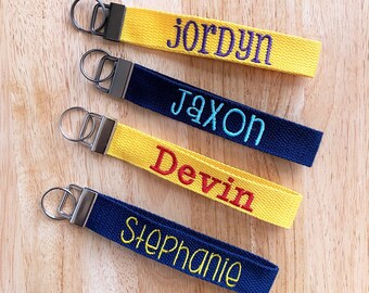 Personalized Key Fob Keychain Custom Embroidered Name Keychain Strap ...