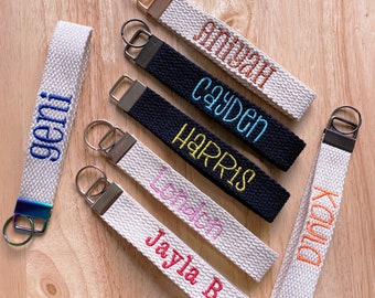 Personalized Key Fob Keychain Custom Embroidered Name Keychain Strap ...