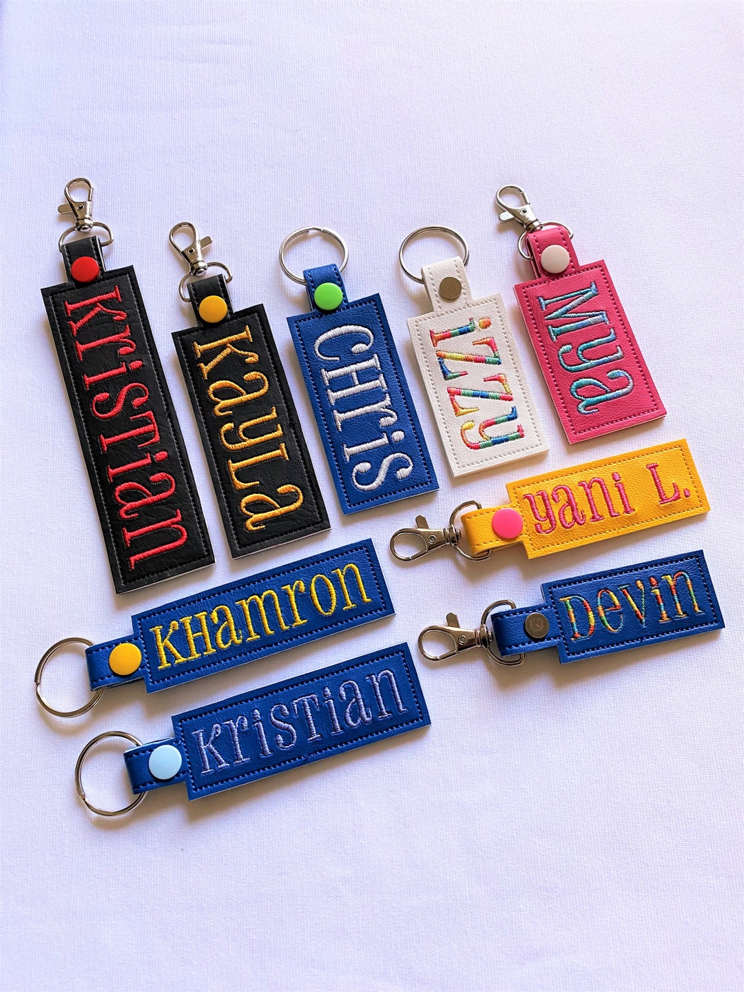 Personalized Faux Leather Name Keychain: Custom Backpack Bag Tag - Etsy