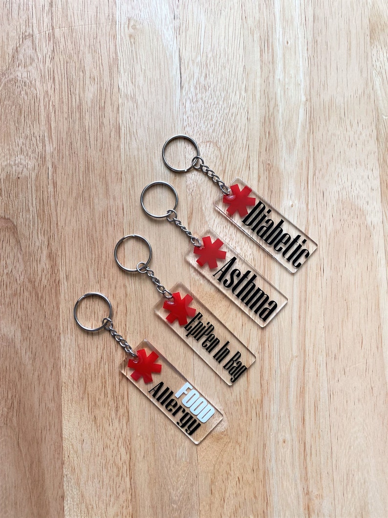 Medical Alert Keychain Charm Tag Asthma Key Tag Epipen Key - Etsy