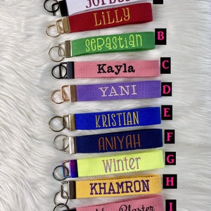 Personalized Key Fob Keychain | Custom Embroidered Name Keychain Strap ...