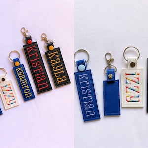 Personalized Faux Leather Name Keychain: Custom Backpack Bag Tag - Etsy