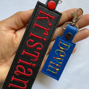 Personalized Faux Leather Name Keychain: Custom Backpack Bag Tag - Etsy