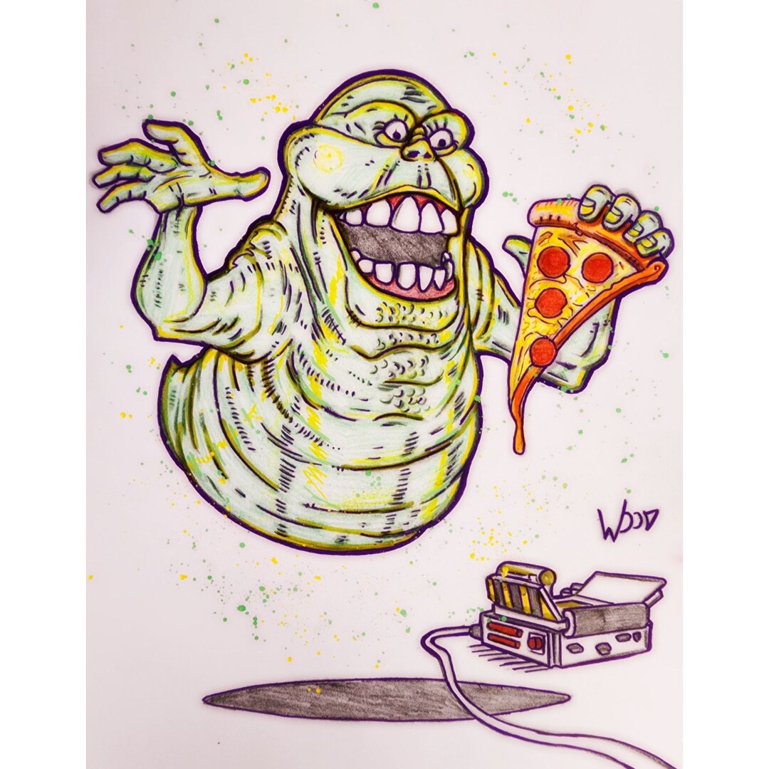 Slimer From Ghostbusters, Mixed Media on 8.5x11 Card Stock - Etsy