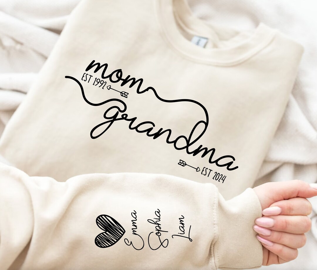Custom Mom Grandma Est Year Sweatshirt, Mothers Day Gift, Personalized ...