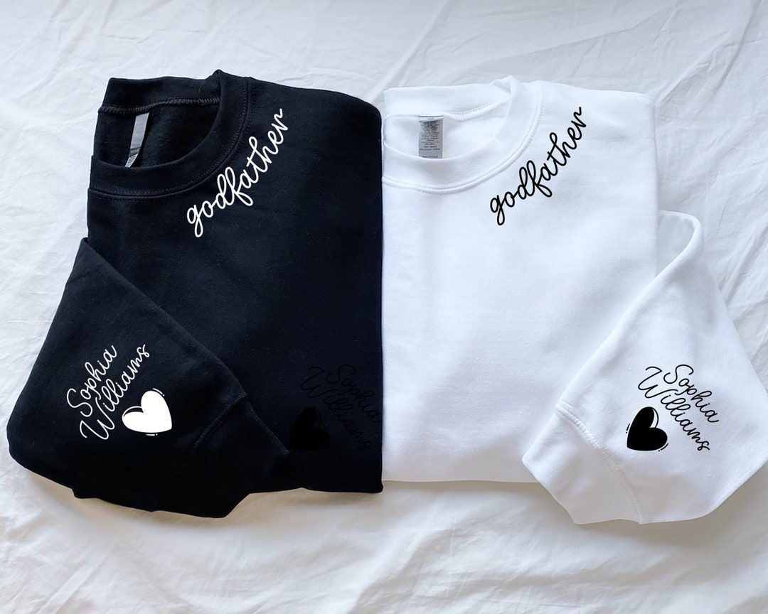 Godfather With Names on Sleeve Sweatshirt, Godfather Gift, Personalized ...