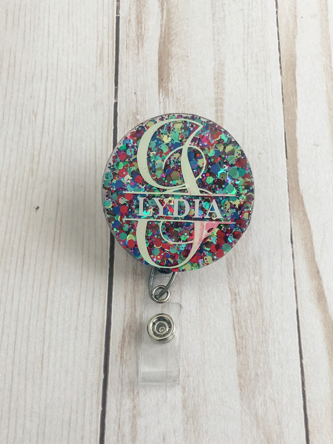 Split Monogram Circle Badge Reel - Etsy