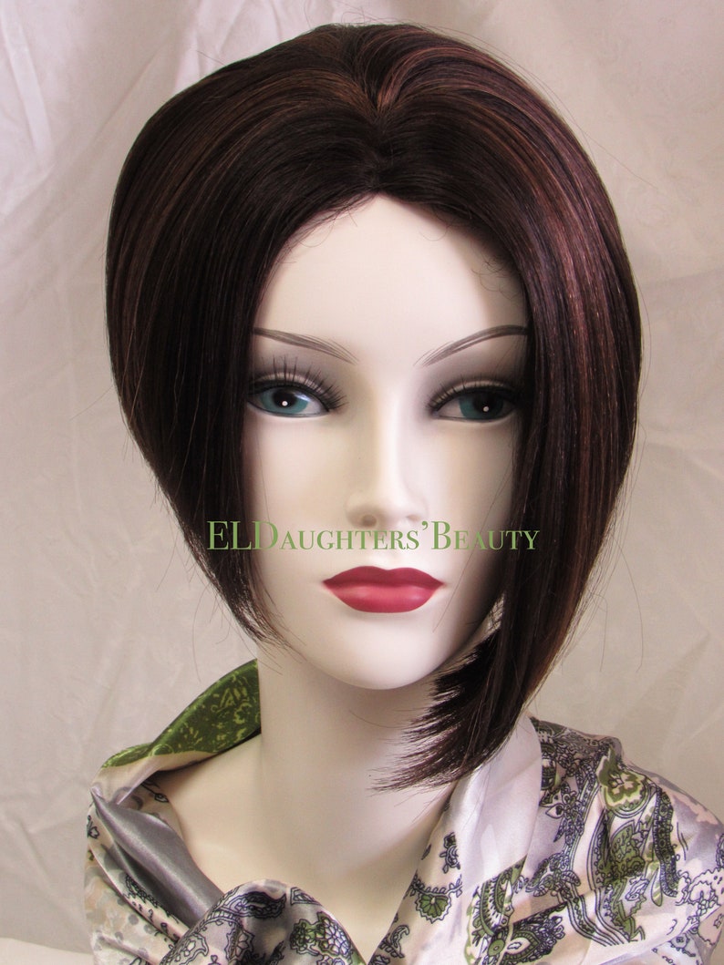 WIGS Asymmetrical Bob Wig for Women Straight Wig Full Cap Wig | Etsy