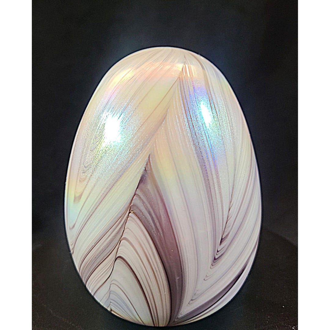 Gibson Art Glass Iridescent White Lavender Easter Egg Paperweight - Etsy