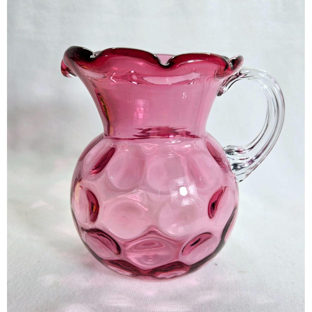 Fenton Cranberry Coin Dot Hand Blown Scalloped Pitcher - Etsy