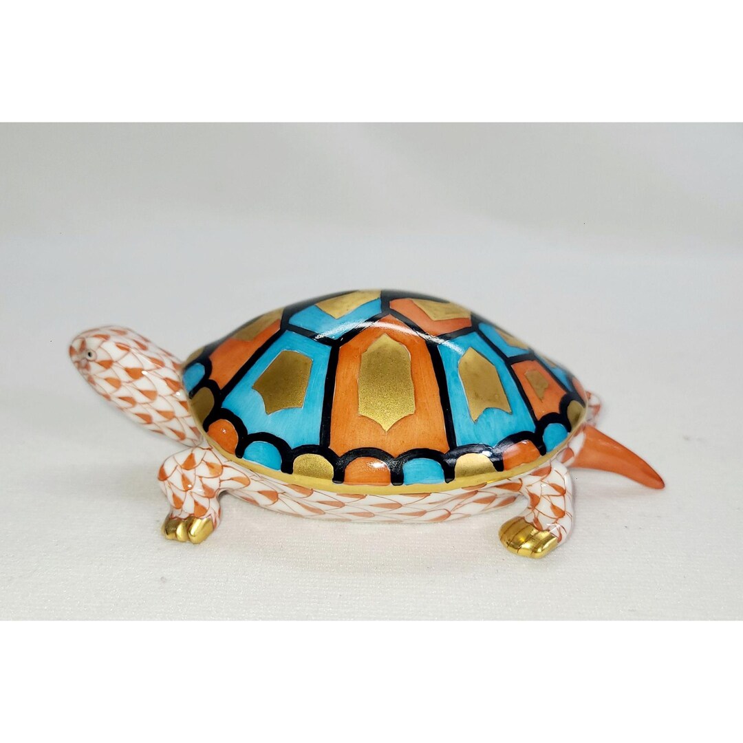 Herend Porcelain turtle Rust Fishnet Figurine - Etsy