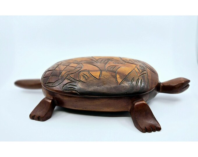 Hand-carved Wooden Turtle Storage Box With Lid - Etsy