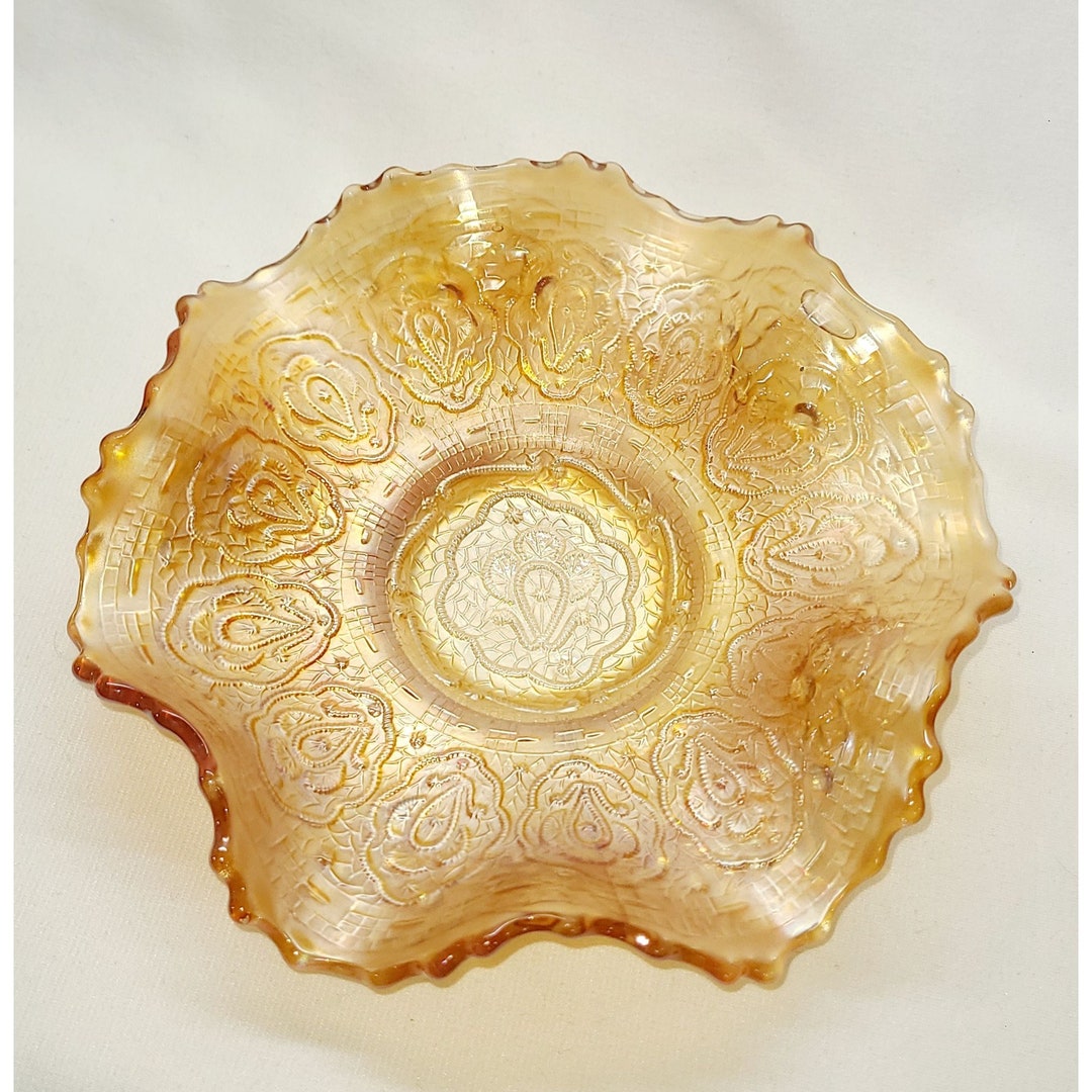 Fenton Persian Medallion Carnival Glass Marigold Dish - Etsy