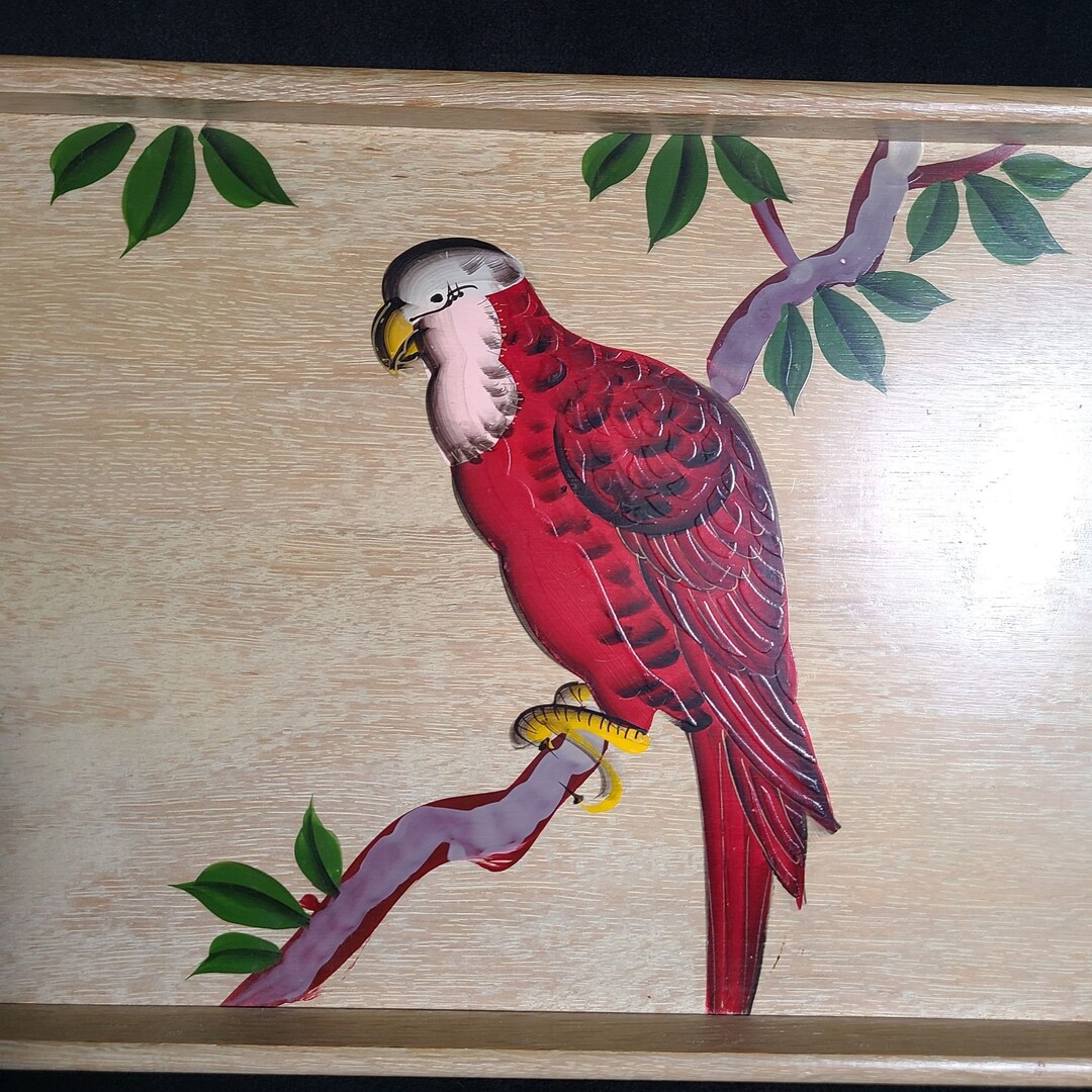Hand Painted Parrot Tray: MCM Tiki Bar Accessory, Japan - Etsy