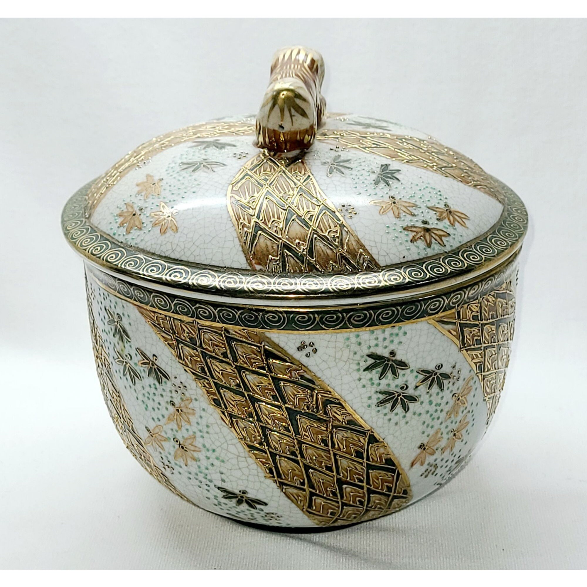Asian Inspired Hand Painted Lidded Cache Pot - Etsy