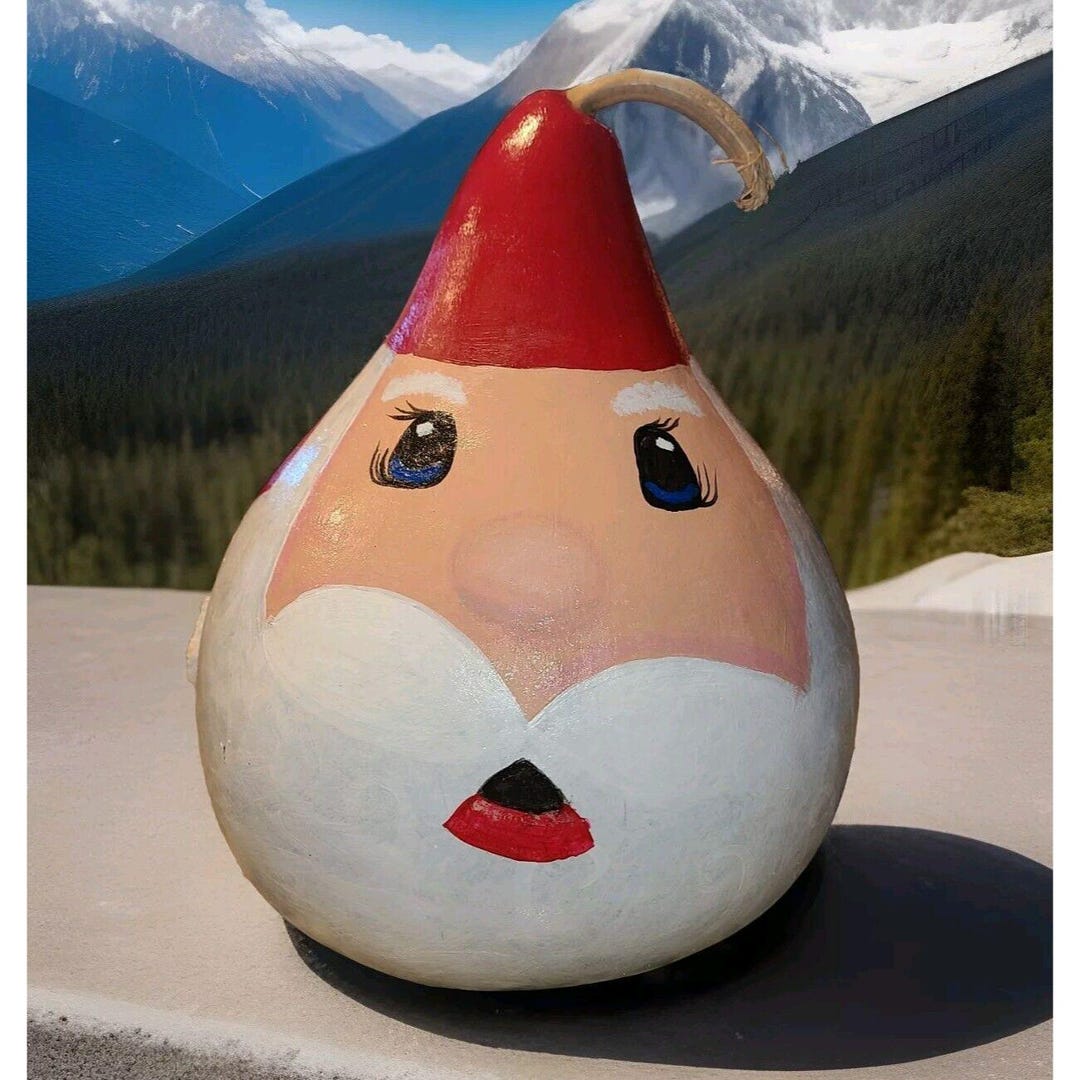 Vintage Folk Art Santa Gourd Christmas COTTAGE CORE Farmhouse Decor - Etsy