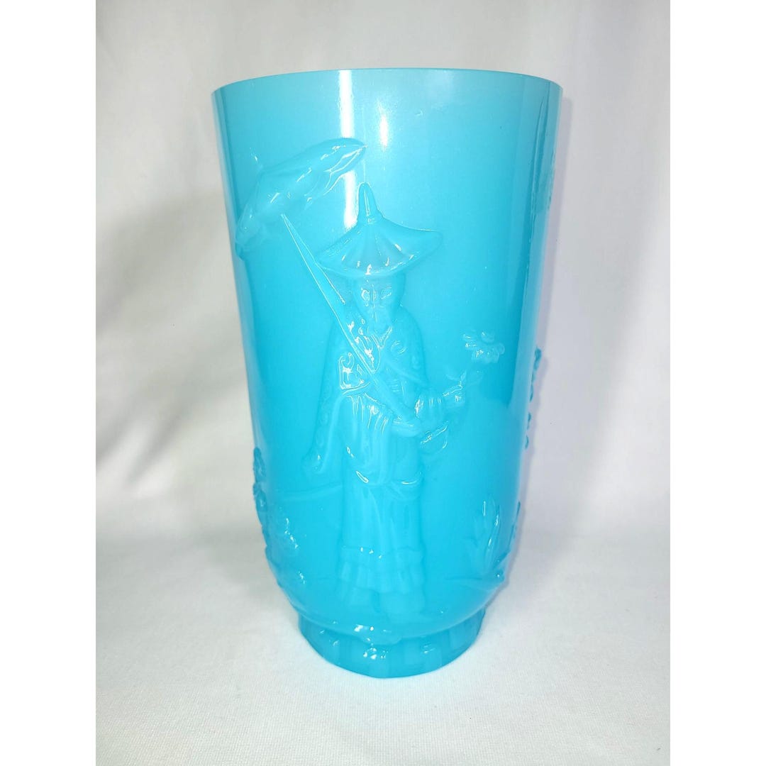 Fenton Vase Peking Blue Opaline Mandarin Vase - Etsy