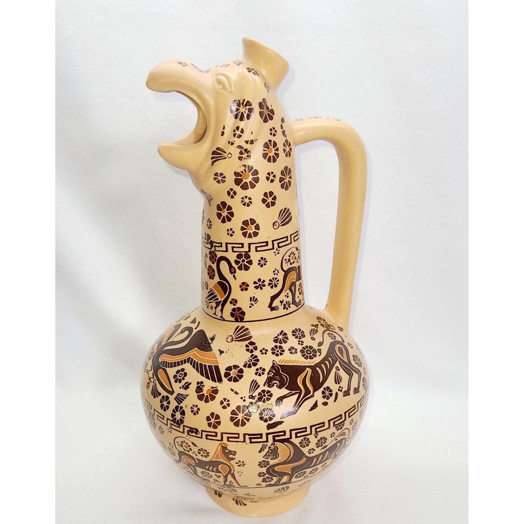 Modern Cycladic Style Greek Griffin Pottery Jug Display Piece - Etsy