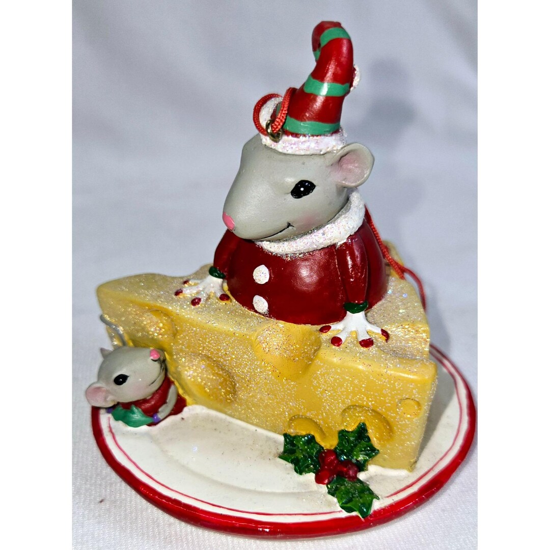 Vintage Clay Mouse and the Cheese Ornament - Etsy