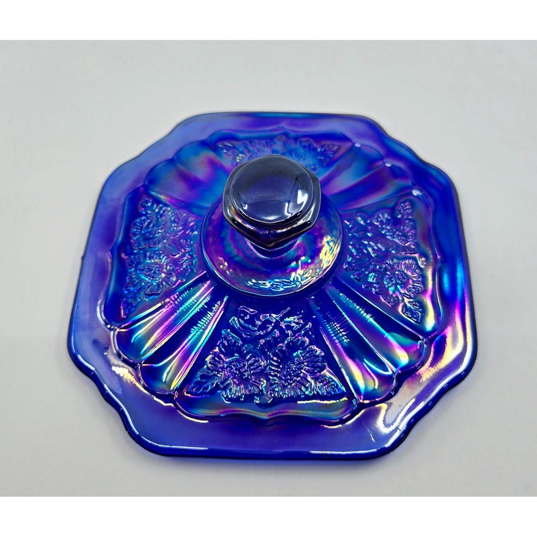 Mayfair Biscuit Jar Carnival Glass Cobalt Blue Iridescent LID Only - Etsy