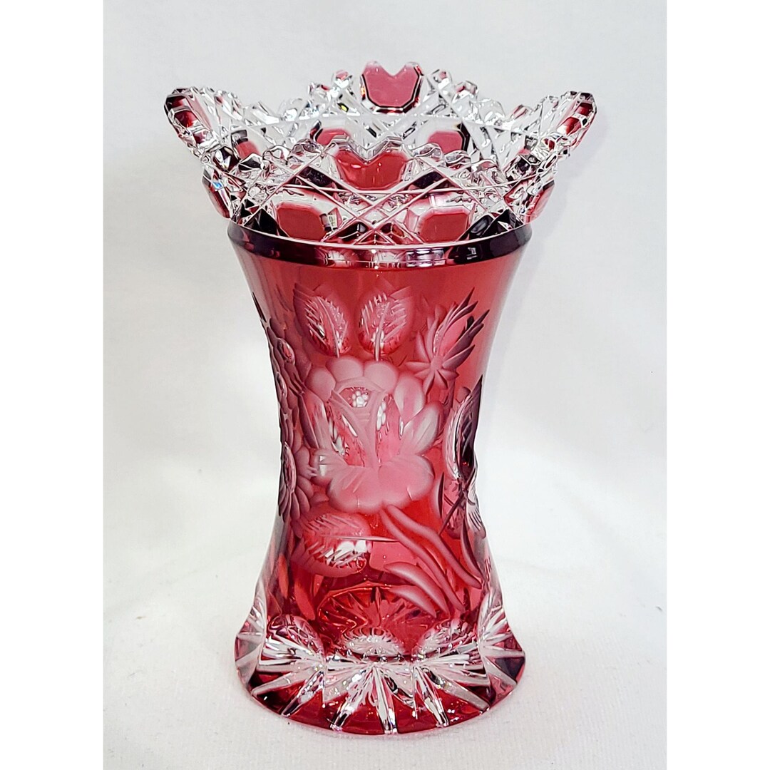 Gorgeous Meissen Cranberry Cut to Clear Crystal Vase - Etsy