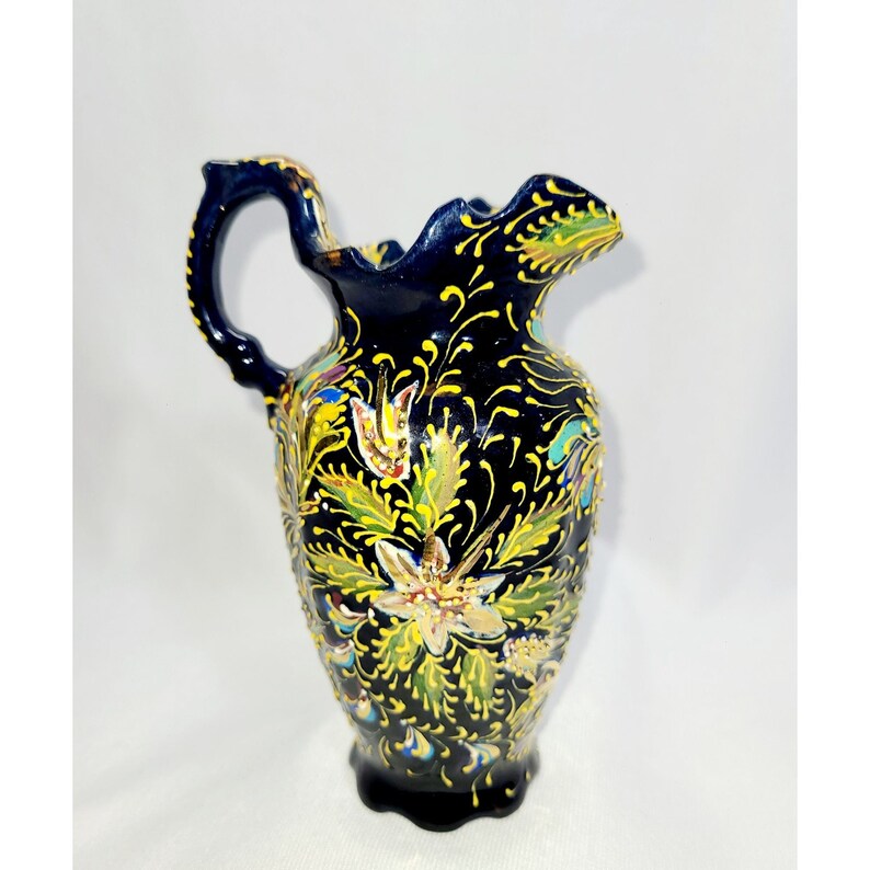 Stunning Hand Painted Moriage Navy Mini Pitcher - Etsy