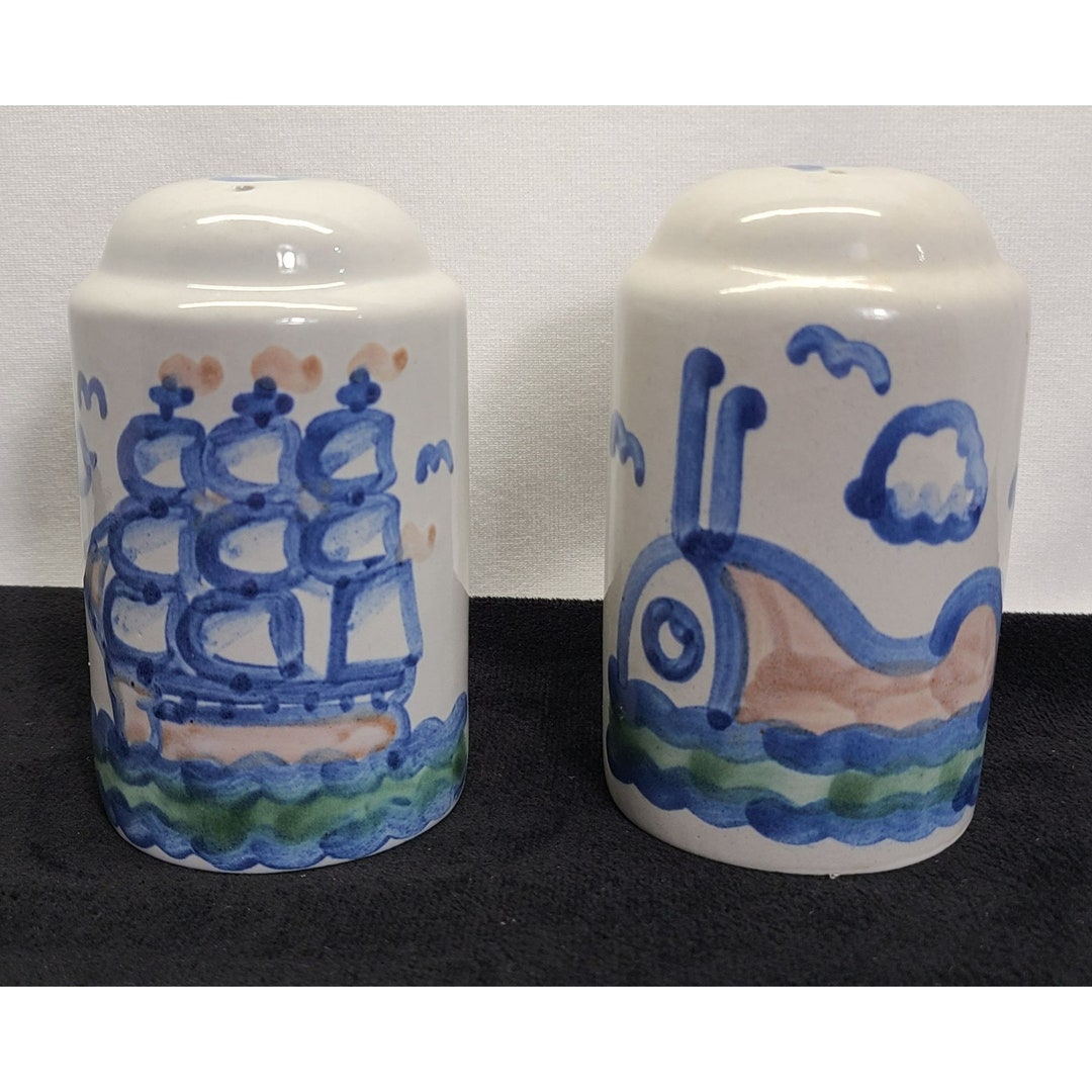 Large M A Hadley Ship Whale Pattern Salt Pepper - Etsy