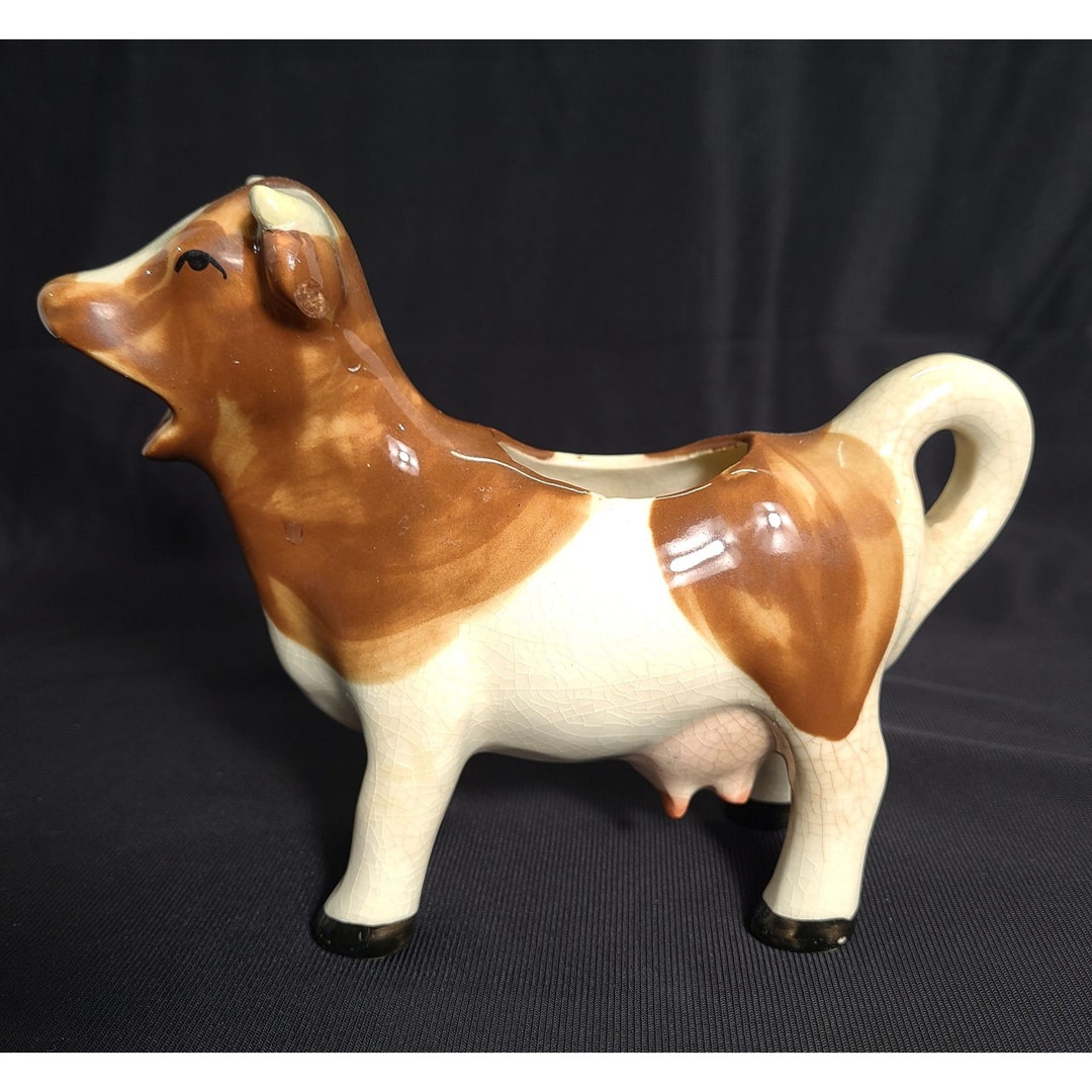 Antique Brown & White Swiss Milk Cow Cream Pitcher Creamer - Etsy