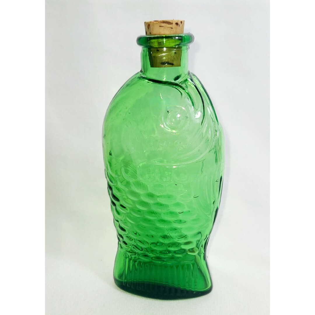 Vintage Green Fish Bitters Bottle With Cork - Etsy
