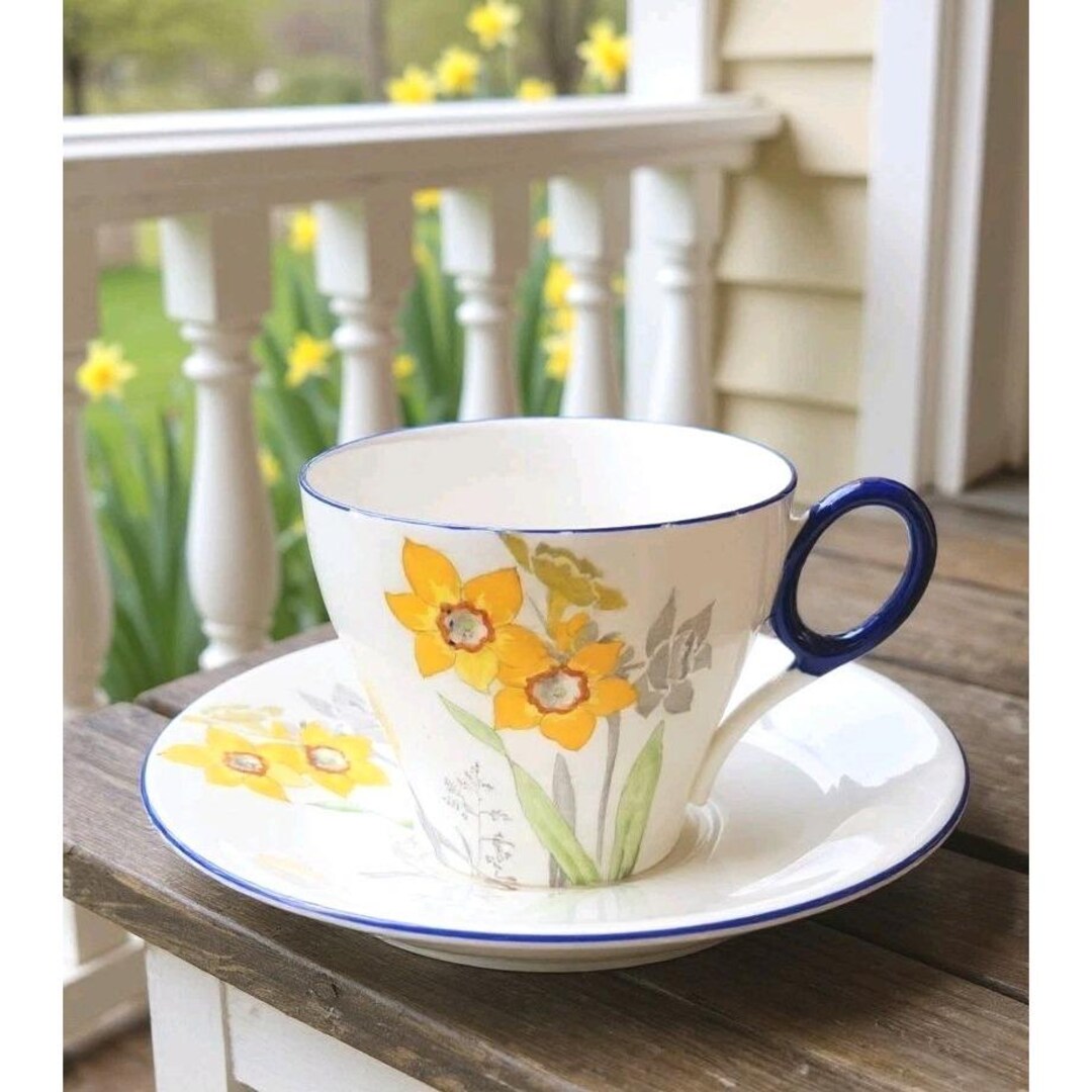 Shelley Narcissus Teacup Daffodil Blue Handle 2197 - Etsy