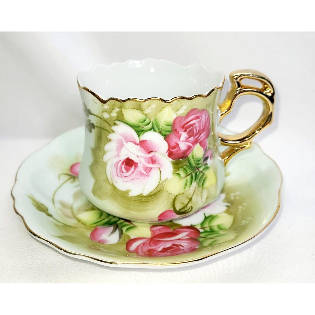 Lefton Heritage Roses Teacup & Saucer - Etsy