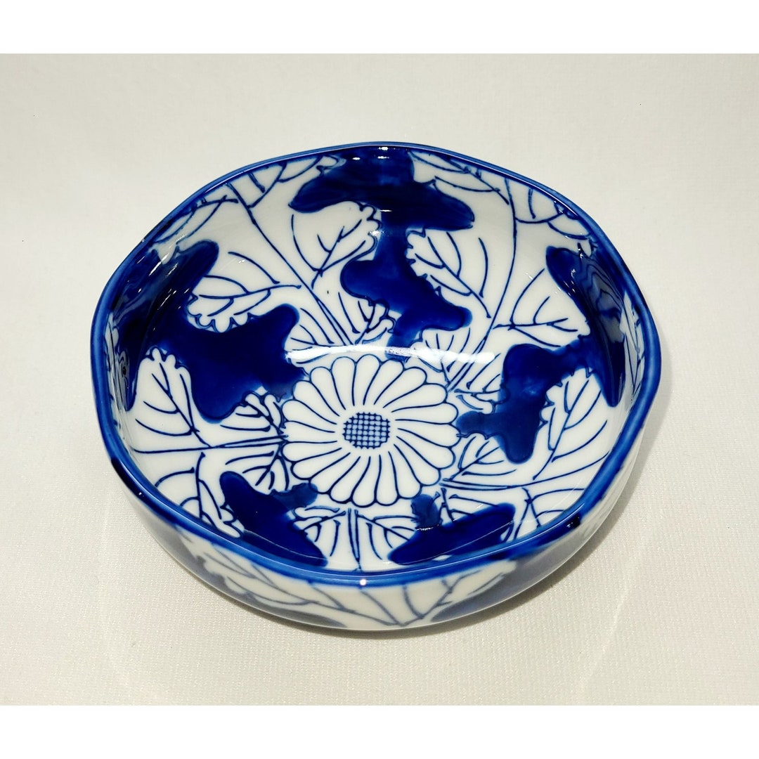 Beautiful Asian Style Floral Salt Bowl Cobalt Hemingway Museum - Etsy
