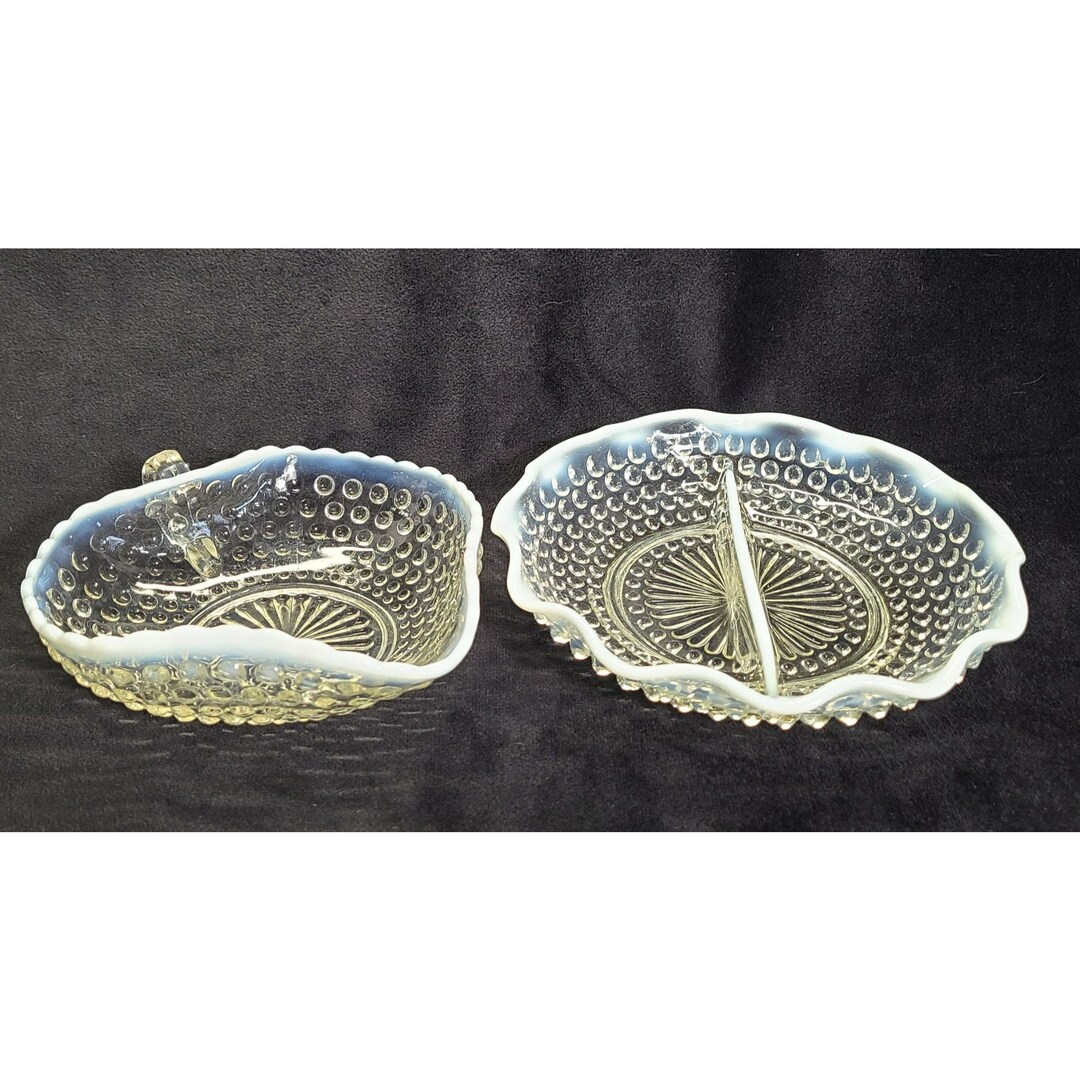 Vintage Moonstone Glass Hobnail Serve Dishes - Etsy