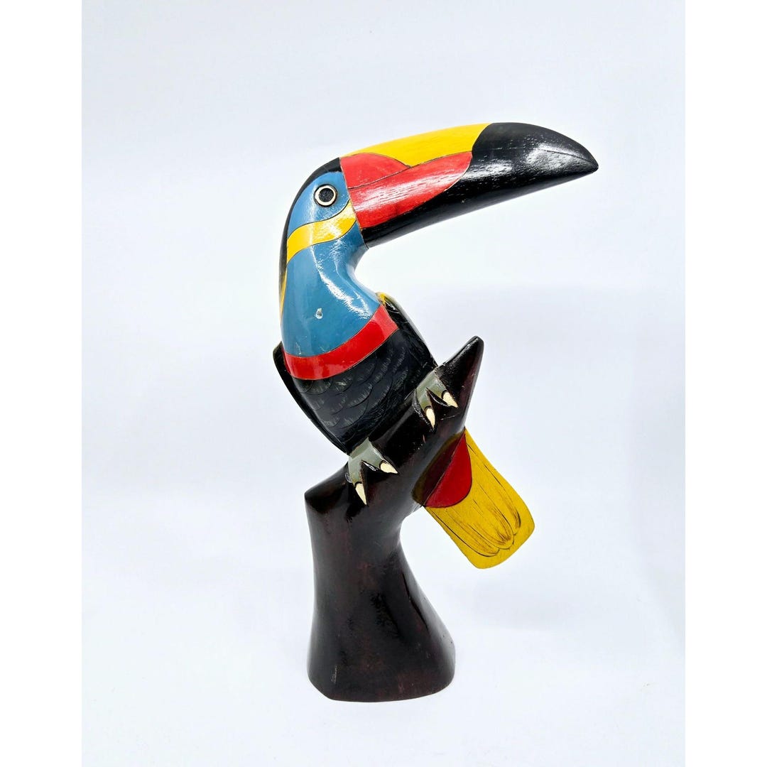 Hand Carved Hand Painted Wooden Toucan Tiki Bar Decor Folk Art 12" - Etsy