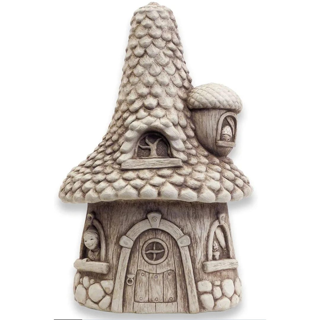 Carruth Studios Pine Cone Cottage Stone Fairy Garden House or Wall ...