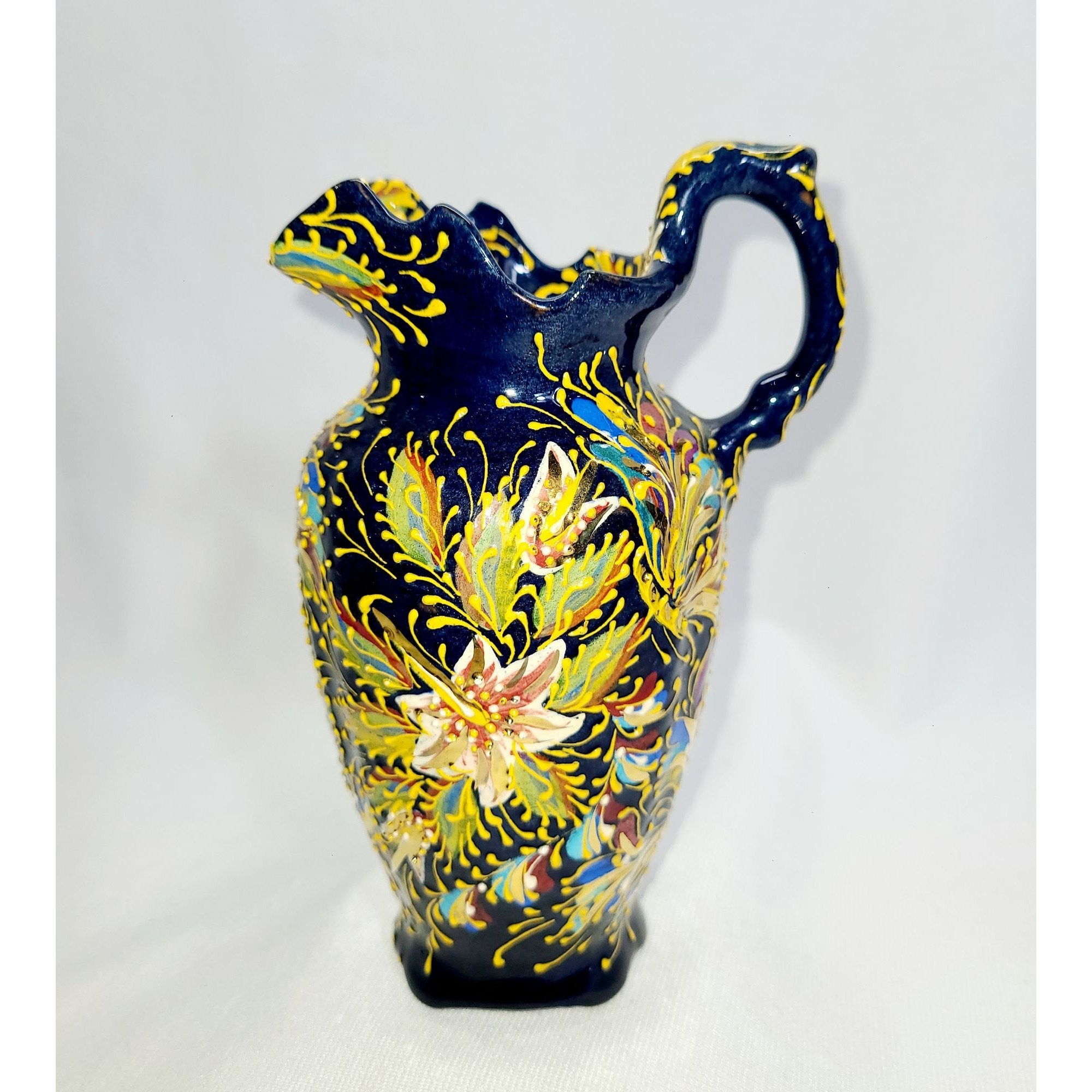 Stunning Hand Painted Moriage Navy Mini Pitcher - Etsy
