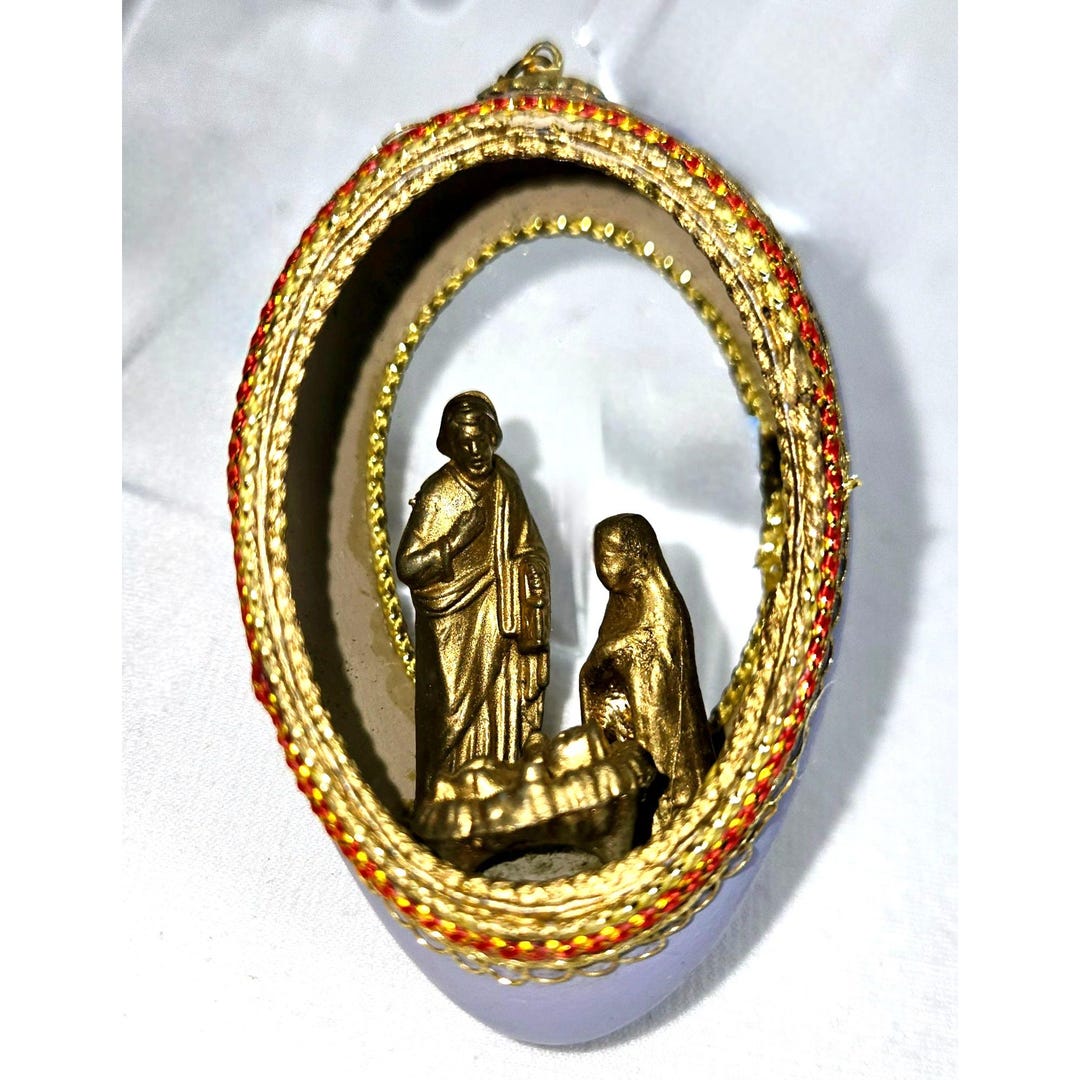 Victorian Style Purple Gold Nativity Egg Ornament - Etsy