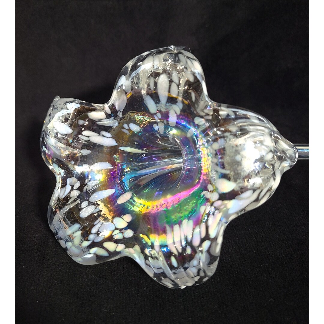 Oh My Stunning Murano Iridescent Spotted Glass Flower - Etsy