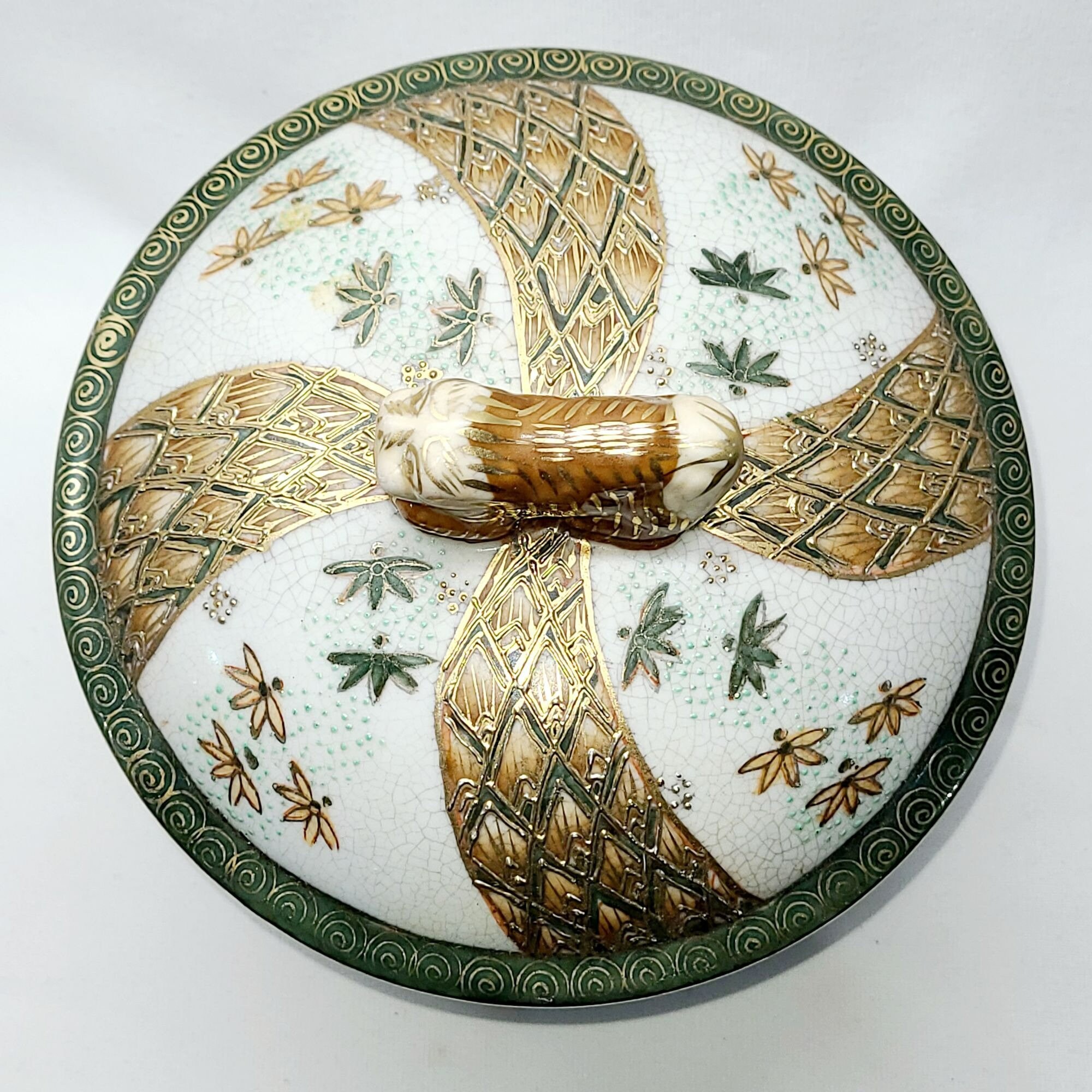 Asian Inspired Hand Painted Lidded Cache Pot - Etsy