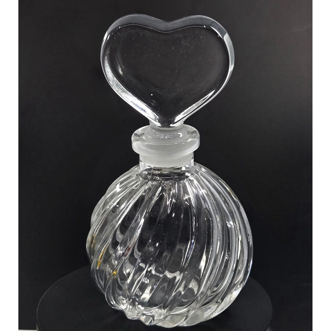 Heart-shaped Clear Glass Perfume Bottle With Stopper - Swirled Design ...
