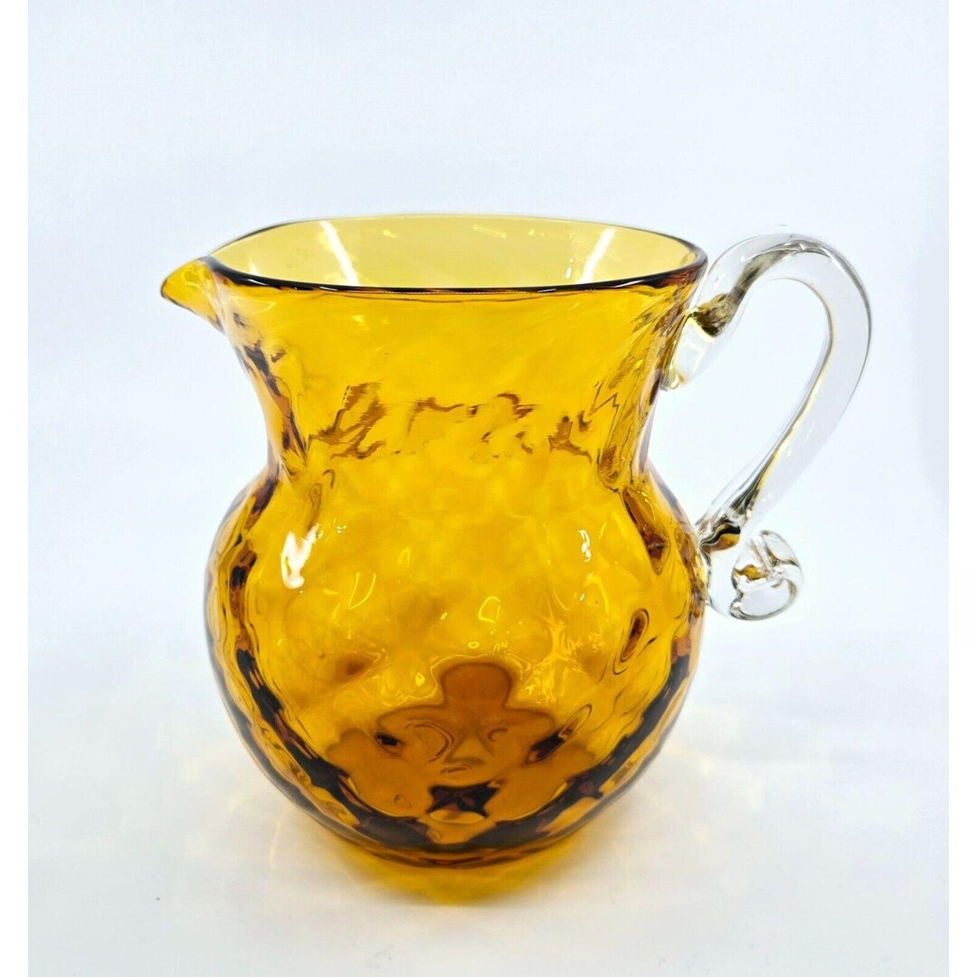 Vintage Pilgrim Glass Honey Amber Optic Pitcher - Etsy