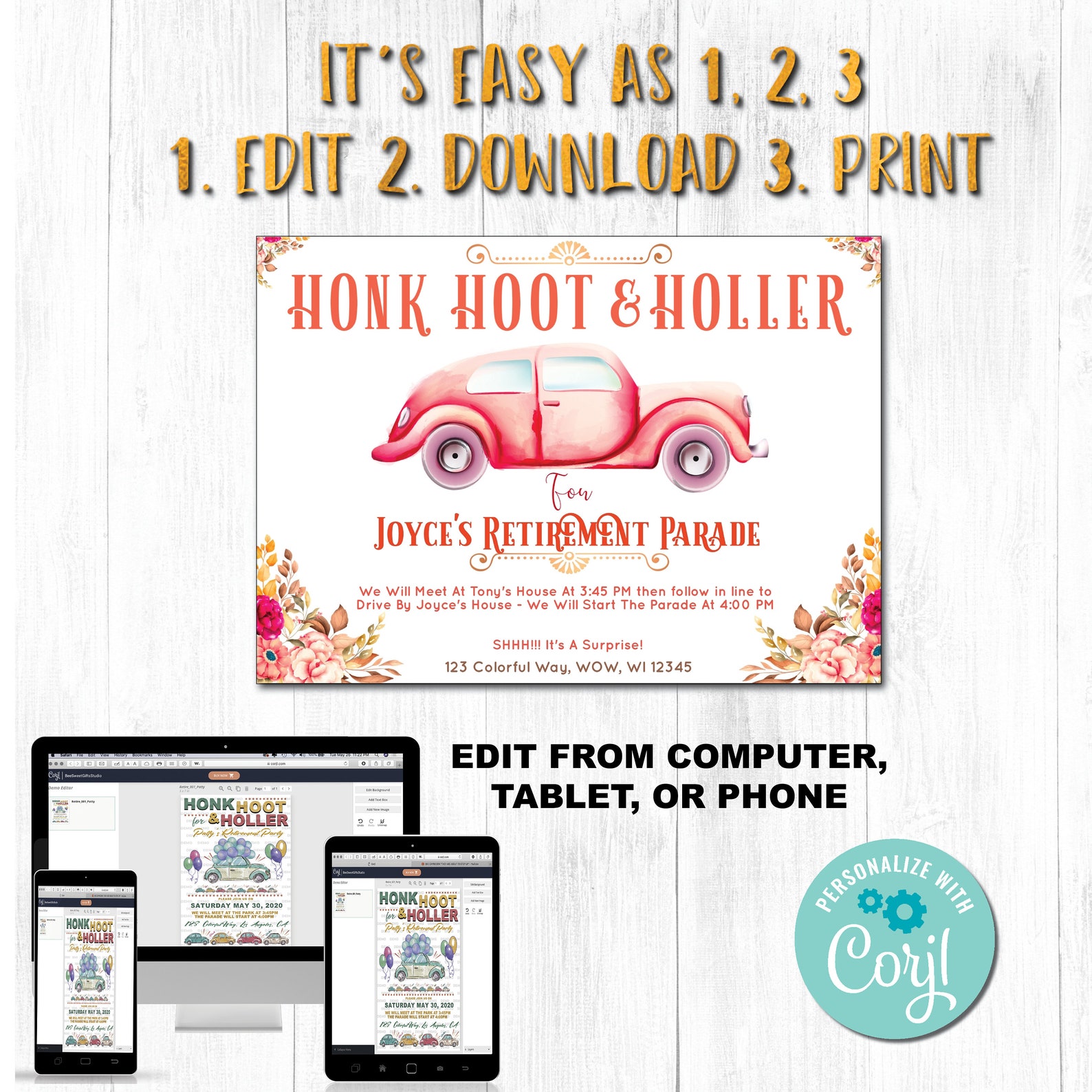 Drive-by Retirement Party Invitation, Drive by Parade, Social ...
