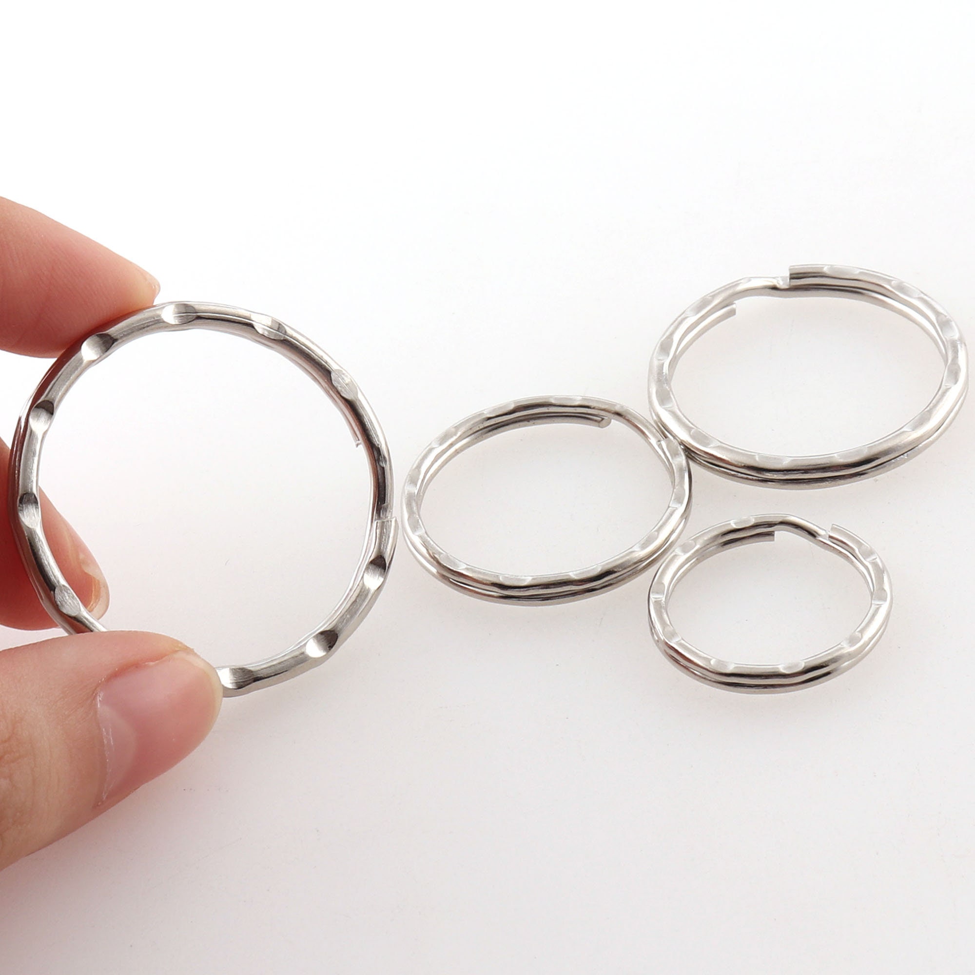 Key ring double ring in silver with small silver chain | Etsy