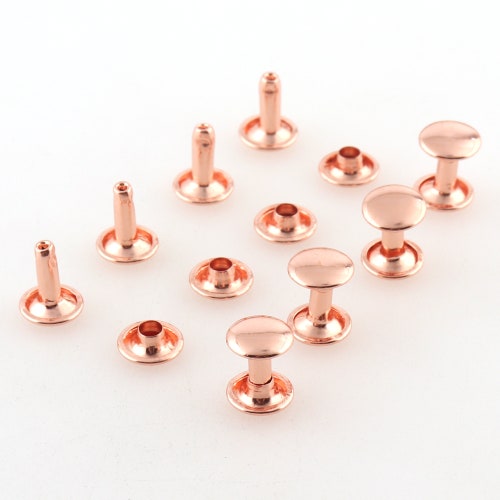 Rose Gold Double Cap Leather Rivets Fastener Snaps Metal Rapid - Etsy