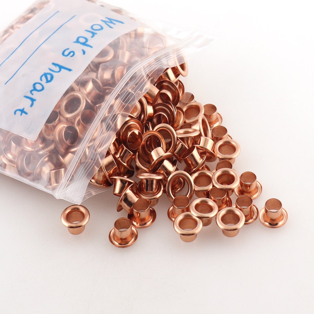 100pcs 6mm Rose Gold Eyelets With Gasket Round Grommet Eyelets for ...