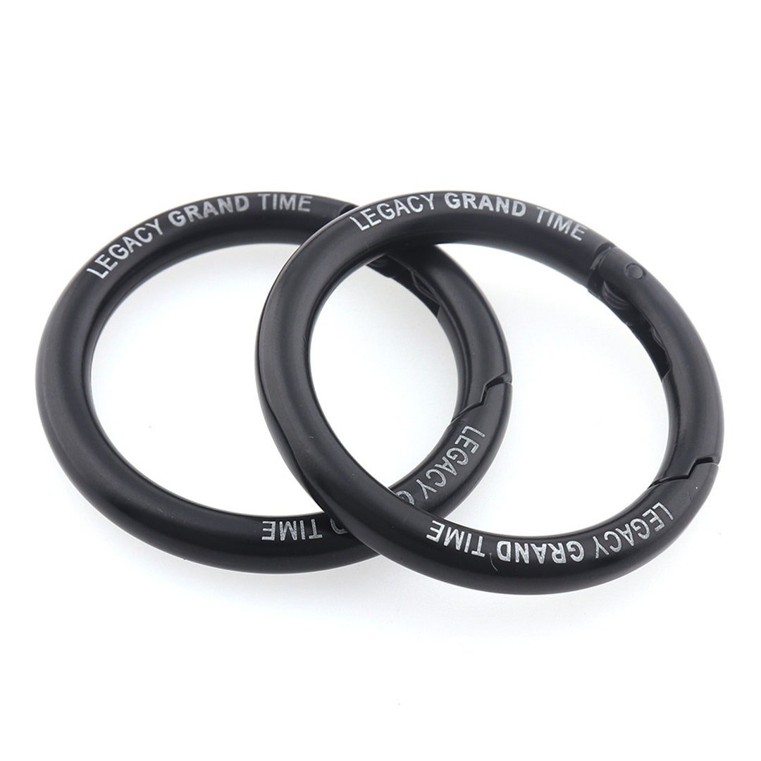 Zinc Alloy Spring Gate O Ring Metal Black Openable Keyring Inner 1"1/2 ...