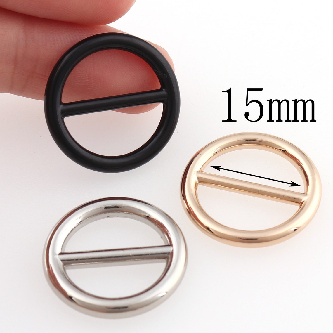 Lot Small Round Tri-glides Buckles Black/silver/gold 15mm for Shoes ...