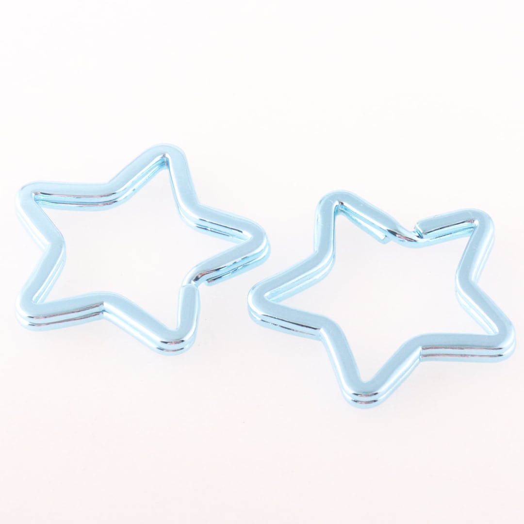 10pc Blue Split Ring Star Keychains Metal Key Chain Ring Split Rings ...