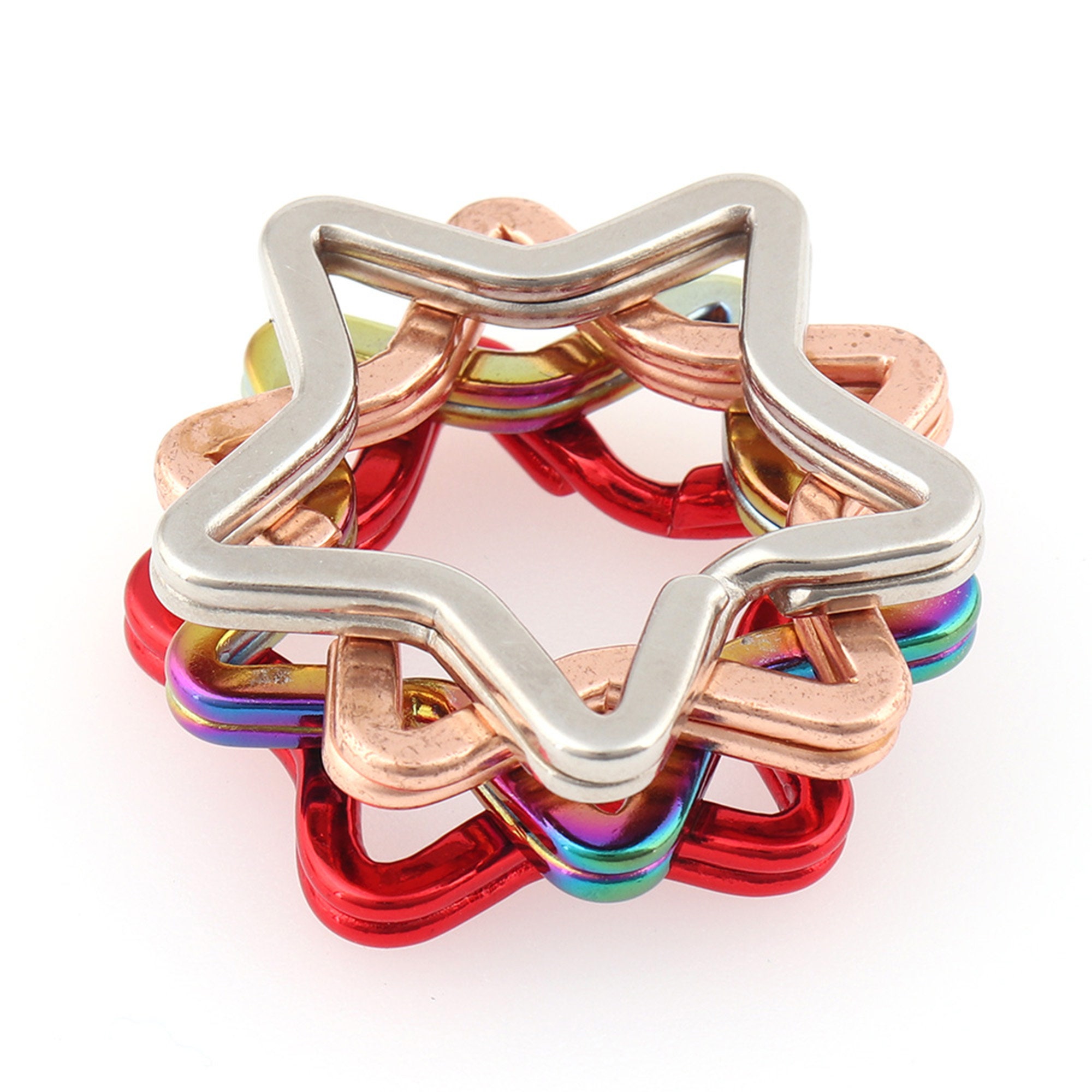 10PCS Rainbow/rose Gold Star Metal Key Rings Keychain Buckle for Bag ...